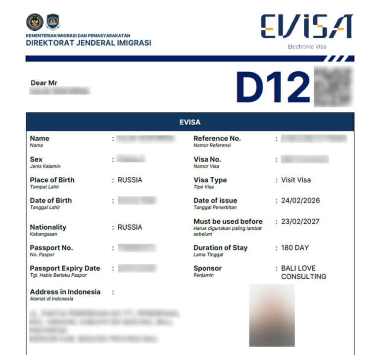 ️ D12 Visa for Indonesia: Cost and Requirements